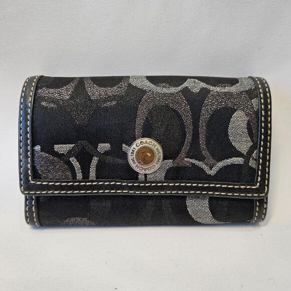 Coach | Bags | Coach Signature C Coin Purse With Keychain Os Black Logo ...